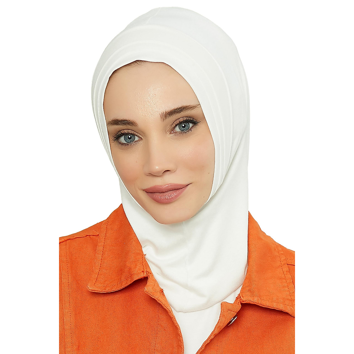 Aisha's Design Instant Turban 95% Cotton Head Scarf Pleated Ninja Cap Casual Easy Turban Headwear Slip on Practical Express Hijab, Cream