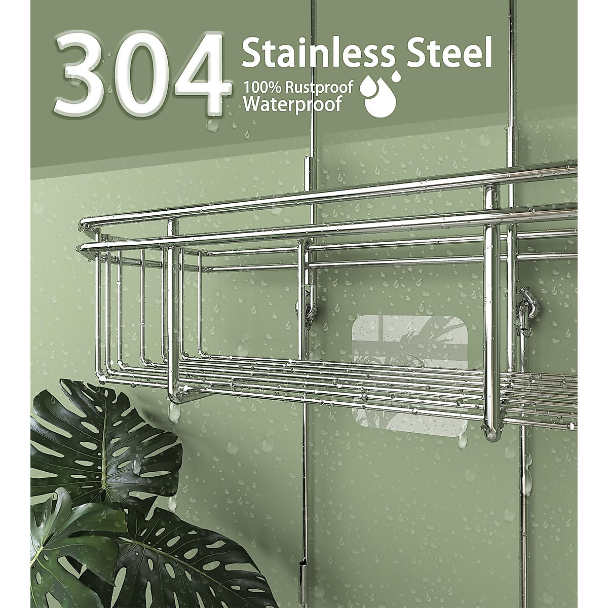 WXCGX Hanging Shower Caddy Over Shower Head Organizer: Height Adjustable Large Bathroom Storage Shelf with Soap Holder - Stainless Rustproof Shower Rack Basket with Hooks for Sponge Razor - Silver