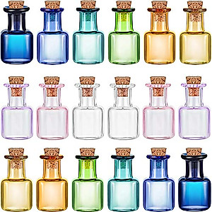 18 Pieces Colored Tiny Spell Jars Glass Mini Potion Bottles with Cork Stoppers Square Cork Bottles for Party Wedding DIY Decoration