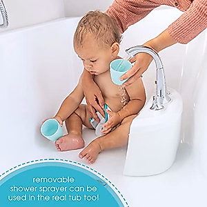 Summer® My Size™ Tub 4-in-1 Modern Bathing System - for Ages 0-24 Months – Baby Bathtub Includes Soft Support, Pull-Down Sprayer and Removable Water Tank, Rinse and Pour Cups, and Drain Plug