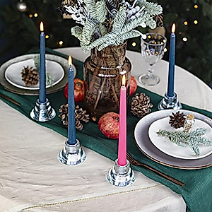 CANDWAX 12 inch Taper Candle Set of 4 - Dripless Taper Candles and Unscented Candles - Long Burning Candles Perfect as Home Decor - Pink Candle and Blue Taper Candles - Tall Candlesticks