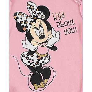 Disney Minnie Mouse Newborn Baby Girls 4 Piece Outfit Set: Bodysuit Pants Bib Hat Pink 3-6 Months