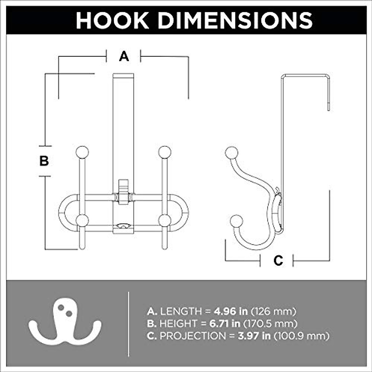 Franklin Brass OTD002F-FB-C 2-Hook Over The Door Storage Rack, Matte Black