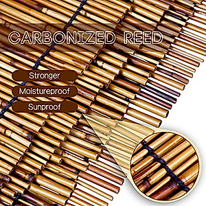 ZNCMRR Natural Reed Fencing Rolls,4FT X 16.4FT Eco-Friendly Reed Screen Curtain Balcony Reed Fence Bamboo Screen Fencing for Outdoor Backyard Patio（Brown）
