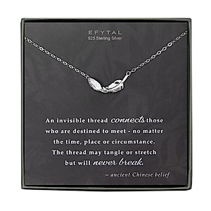 EFYTAL Best Friend Necklace, Sterling Silver or Gold Plated Feather Friendship Necklace, Gifts for Best Friends, BFF Necklace, Best Friend Necklaces for Women, Friendship Jewelry, Bestie Necklace