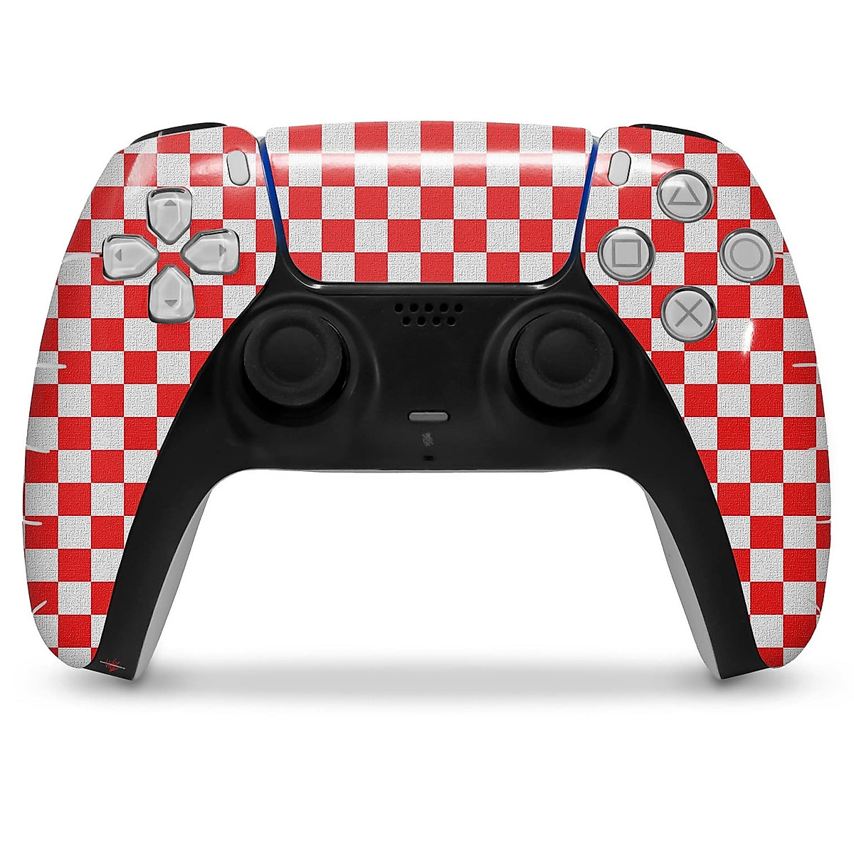 WraptorSkinz Skin Wrap compatible with Sony PS5 DualSense Controller Checkered Canvas Red and White (CONTROLLER NOT INCLUDED)