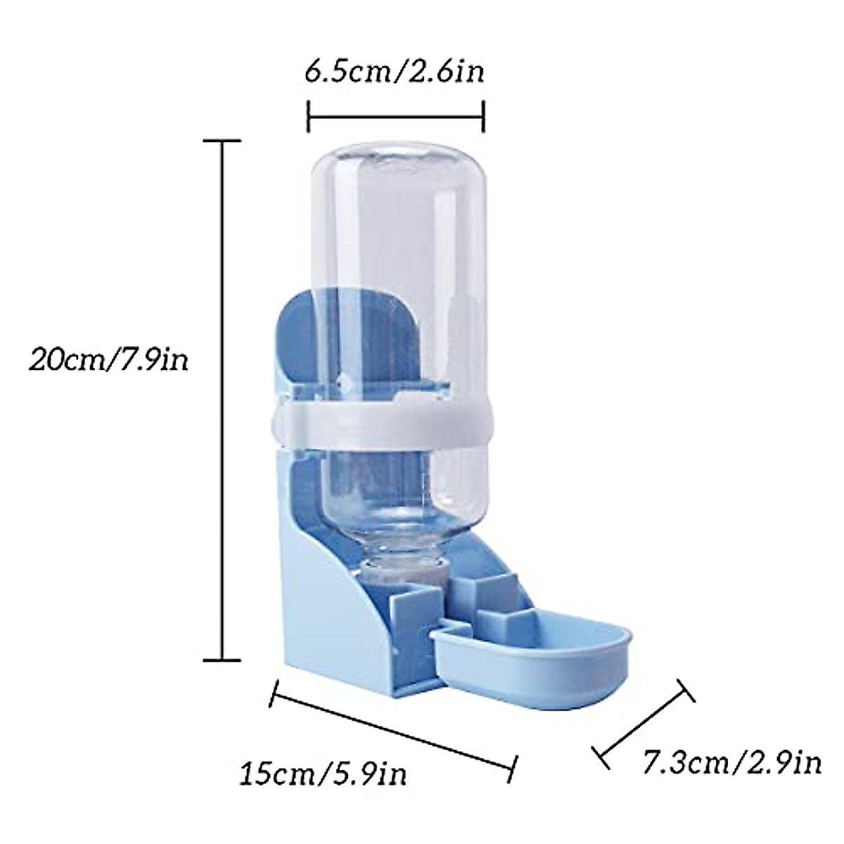 chenming Rabbit Water Bottle,17oz Hanging Automatic Small Animal Water Bottle Bowl,Pet Cage Suspended Automatic Water Dispenser for Rabbits Hamsters Chinchillas Hedgehogs Ferrets (Blue)