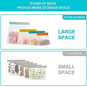 Reusable Food Storage Bags Stand Up, 9 Pack Ziplock Reusable Freezer Bags, Leakproof Storage Gallon Bags, Reusable Silicone Food Bags, Sandwich Bags, Reusable Kids Snack Bags