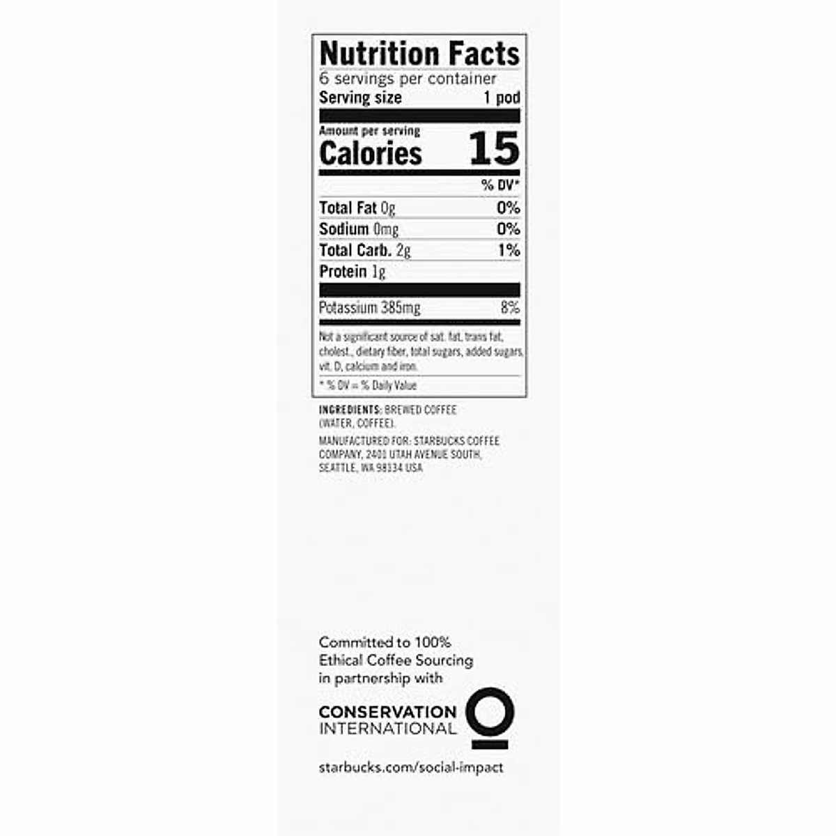 Starbucks Cold Brew Coffee — Signature Black — Single-Serve Concentrate Pods — 1 box (6 capsules)