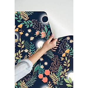 Peel & Stick Wallpaper Swatch - Fireflies Stars Night Bugs Moon Insects Custom Removable Wallpaper by Spoonflower