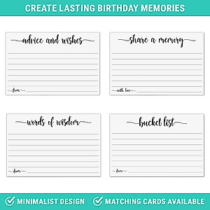 321Done Birthday Wishes and Advice (50) 4x6" White Cards - Good Advice, Best Wishes, Memories Cards - Bday Party Idea Activity - Sweet 16, 30th, 40th, 50th - Fun Ad Lib Prompts - Made in USA