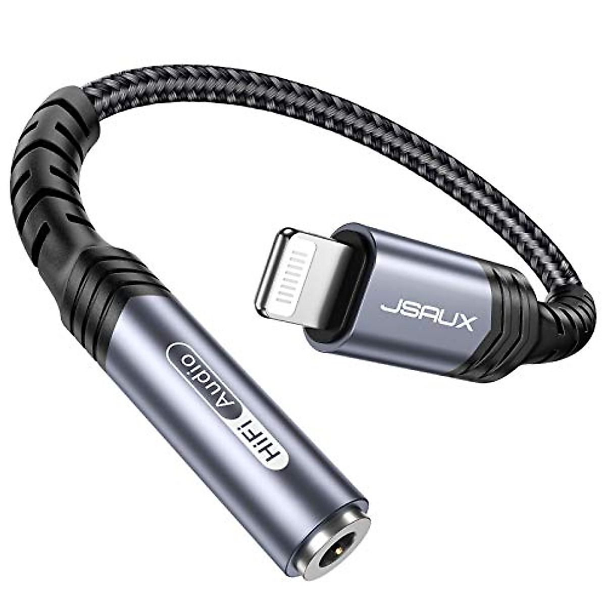 Lightning to 3.5mm Adapter (2 Pack), JSAUX iPhone Headphone Adapter [Apple MFi Certified] iPhone Aux Adapter Compatible with iPhone 14/14 Pro Max/13/13 Pro Max/12/12 Pro Max/11/11 Pro Max/SE/X/XR-Grey