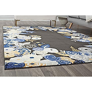 Rugs America Black & Multi Blooms Transitional Rug Royal Blossom Golden Onyx VA35A 8'0"X10'0" Area Rug