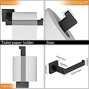 Ralbay 5-Pieces 14.2" Bath Towel Bar Set Black Premium Stainless Steel Square Style Matte Black Bathroom Hardware Accessories Set Wall Mounted Towel Rack Set