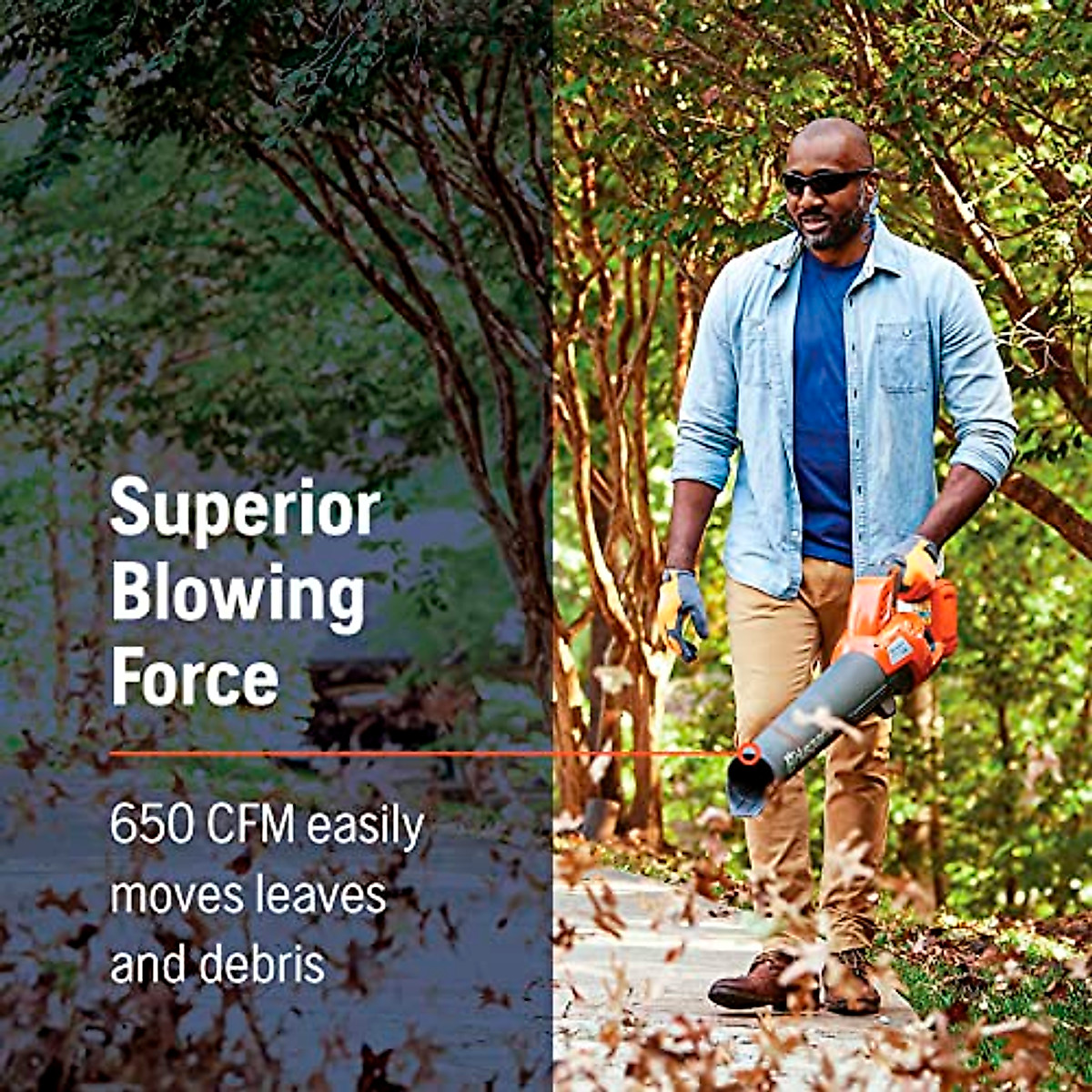 Husqvarna 230iB Battery Powered Cordless Leaf Blower, 136-MPH 650-CFM Electric Leaf Blower with Brushless Motor and Quiet Operation, 40V Lithium-Ion Battery and Charger Included