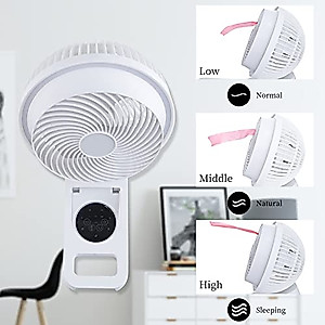 Heal Smart 7 inch Wall Mount Fan, 3 Speeds & 3 Modes, 15 Hours Timer, 60° Oscillating Circulating Fan, with Remote Control, Air Circulation Fan for Indoor Use, White