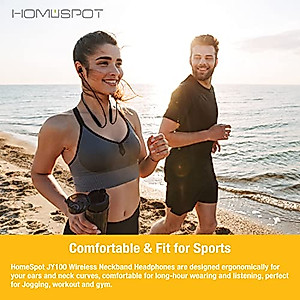 HomeSpot Neckband Wireless Earbuds aptX Low Latency Bluetooth Headphones Bluetooth 5.1 Qualcomm® CVC™ for Gym, Running, Gaming & Meeting Compatible with iPhone, Samsung Galaxy JY100