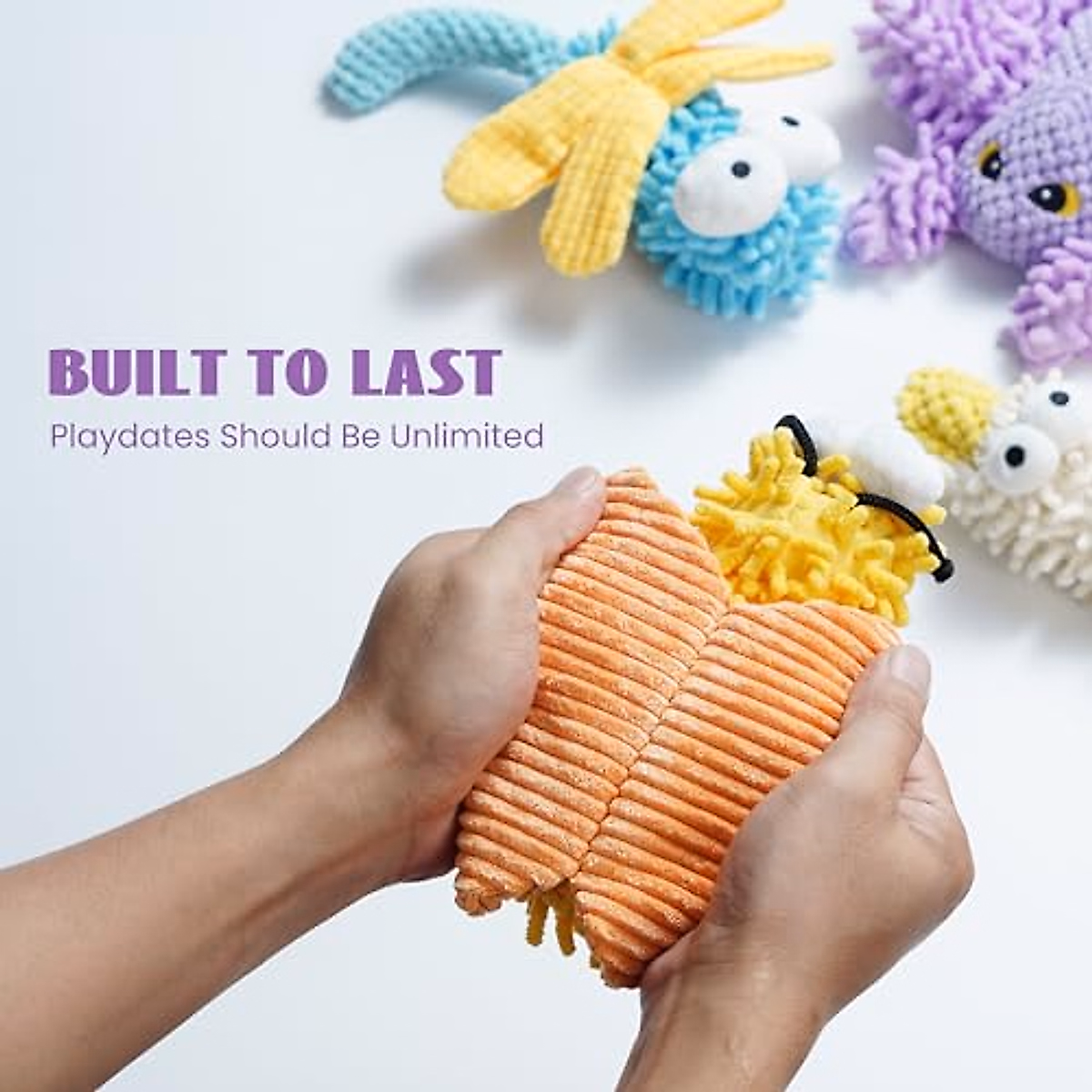 Nocciola Plush Squeaky Dog Toys, Cute Durable Stuffed Crinkle Puppy Pet Chew Toys for Large Medium Small Dogs - Duck