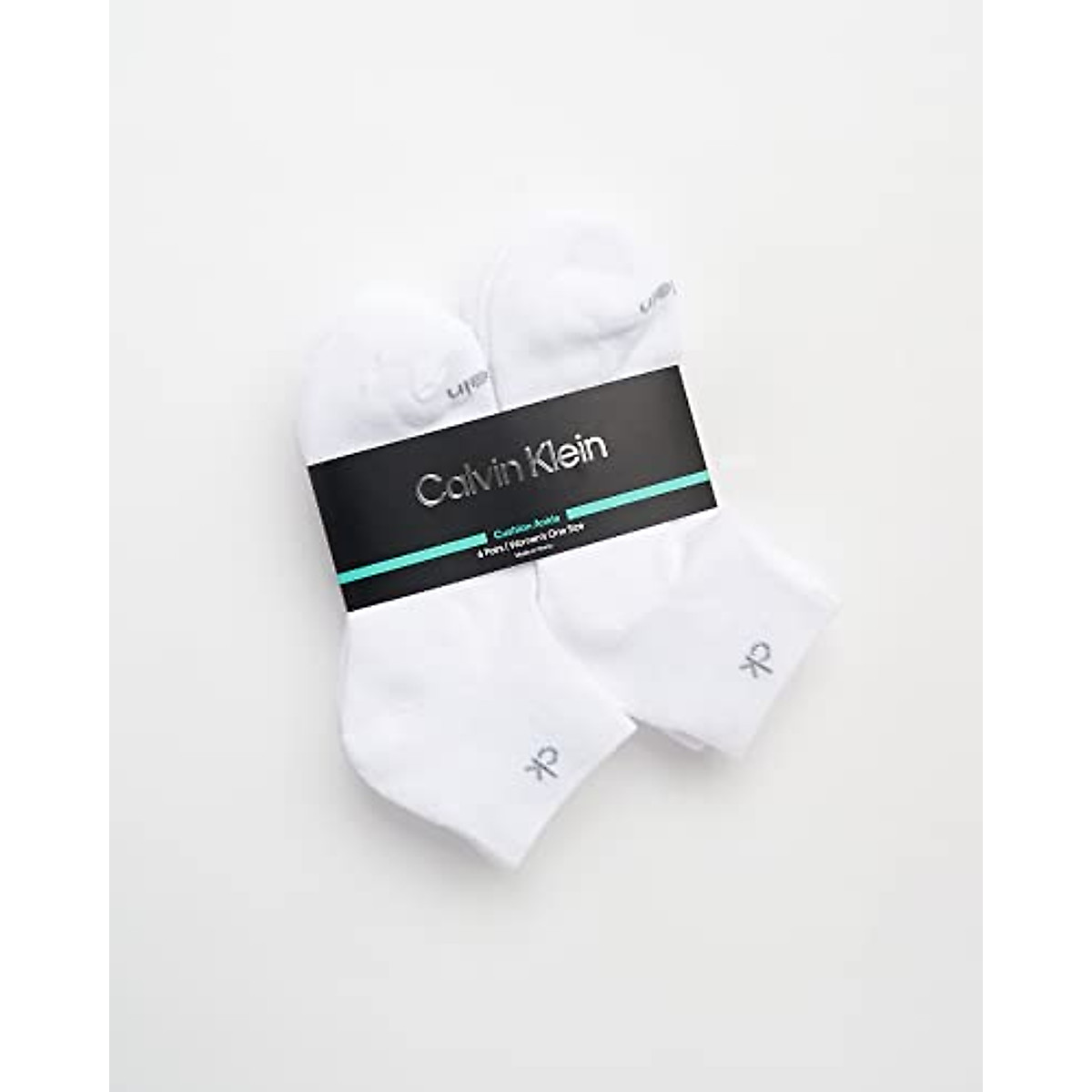 Calvin Klein Women's Athletic Sock - Cushion Quarter Cut Ankle Socks (6 Pack), Size 4-10, White