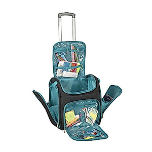 Handy Sandy Crafter’s Craft Tote Bag Organizer, Black- Storage Bag for Craft Supply, Sewing & Scrapbooking Carrier w/Handle and Wheels for Organization for School, Supplies, Tools, Medical, Office