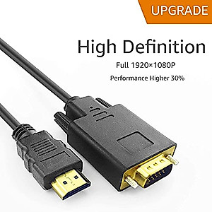 PeoTRIOL HDMI to VGA Cable, 1080P HDMI Male to VGA Male M/M Video Converter Cord VGA Adapter Compatible w/ HDMI Desktop, Laptop, DVD to 15 Pin D-SUB VGA HDTV Monitor Projector - 6Feet