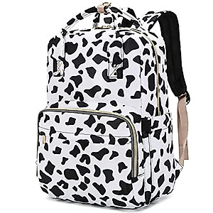 Kouxunt Cow Print Laptop Backpack College Bookbag School Backpack for Women Girls, Travel Backpack 15.6 Inch Computer Backpacks