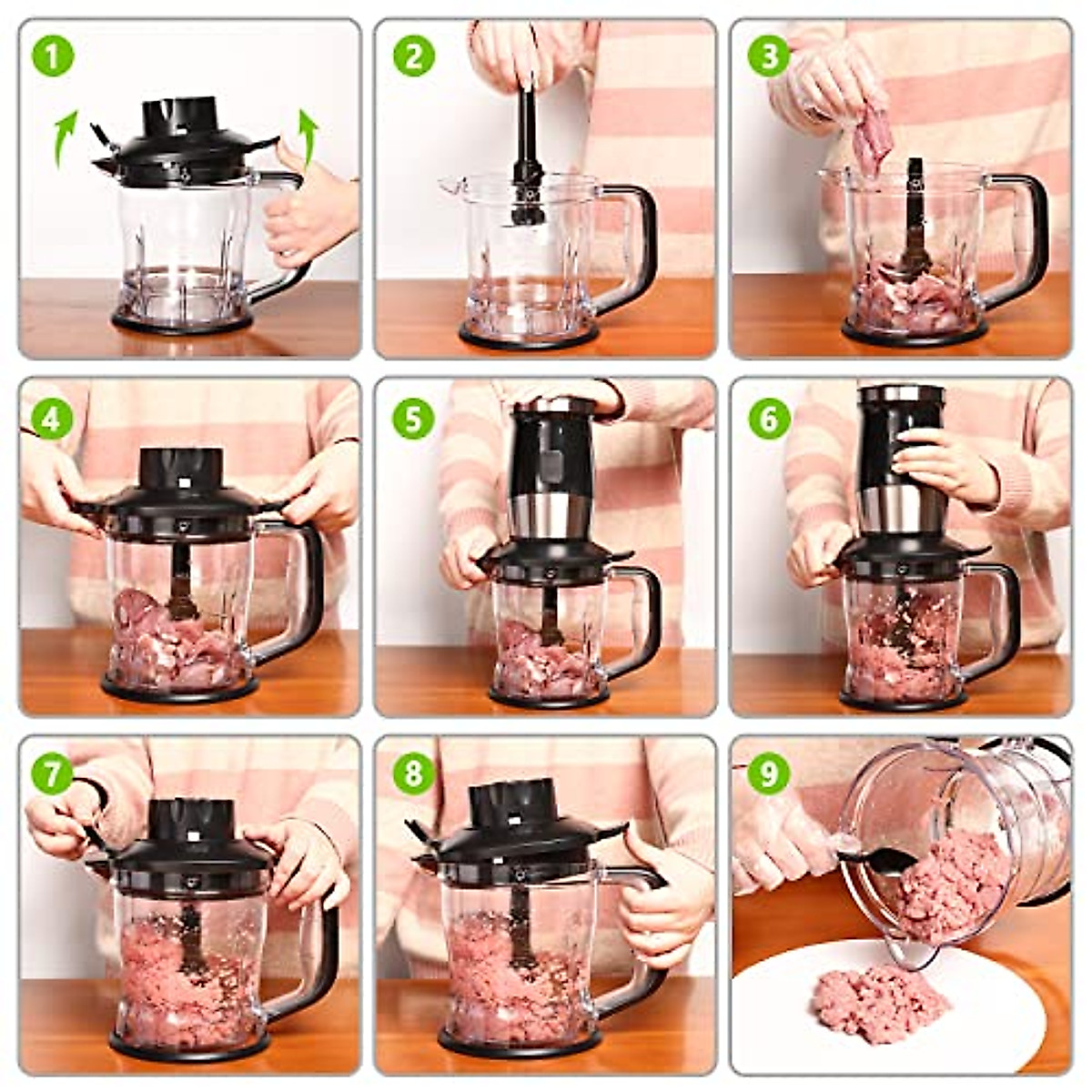 Goelunmy Blender and Food Processor Combo, Blender for Shakes and Smoothies, Bullet Blender Personal Blender Small Blender, Suitable for Kitchen, Home, Food, Juice, 700W Electric Blender with Mixer Grinder/Blender/Chopper & 19-oz Portable Blender Cup