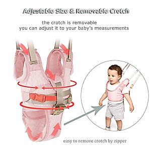 Huifen Baby Walker for Girls Adjustable Baby Walking Harness with Detachable Crotch Baby Support Assist Handheld Kids Walker Helper for Baby Learn to Walk (9-24 Months) (Breathable Pink) …