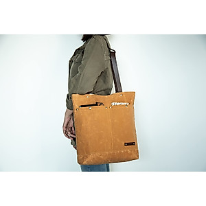 Small Convertible Totepack/Minimalist Slim Everyday Travel Daypack Women/ 14 Inch Laptop Backpack/ 8 Pocket College Bookbag/Waterproof Lining/Waxed Canvas & Leather/Urbanist (Pecan Brown)