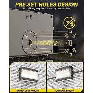 YARBO 2-in-1 Full & Semi Cutoff LED Wall Pack, 150W 120W 100W & 3000K 4000K 5000K Selectable, Timer Dimming & Photocell Wall Pack LED Exterior Light, 22500LM AC100-277V ETL Listed LED Wall Pack Light