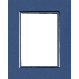 Pack of (5) 11x14 Double Acid Free White Core Picture Mats Cut for 8x10 Pictures in Royal Blue and Slate Blue