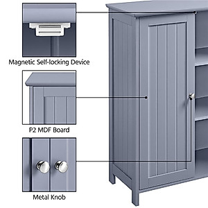 Topeakmart Bathroom Floor Cabinet Double Doors Free-Standing Storage Cabinet with Adjustable Shelves, Anti-toppling Design, Espresso