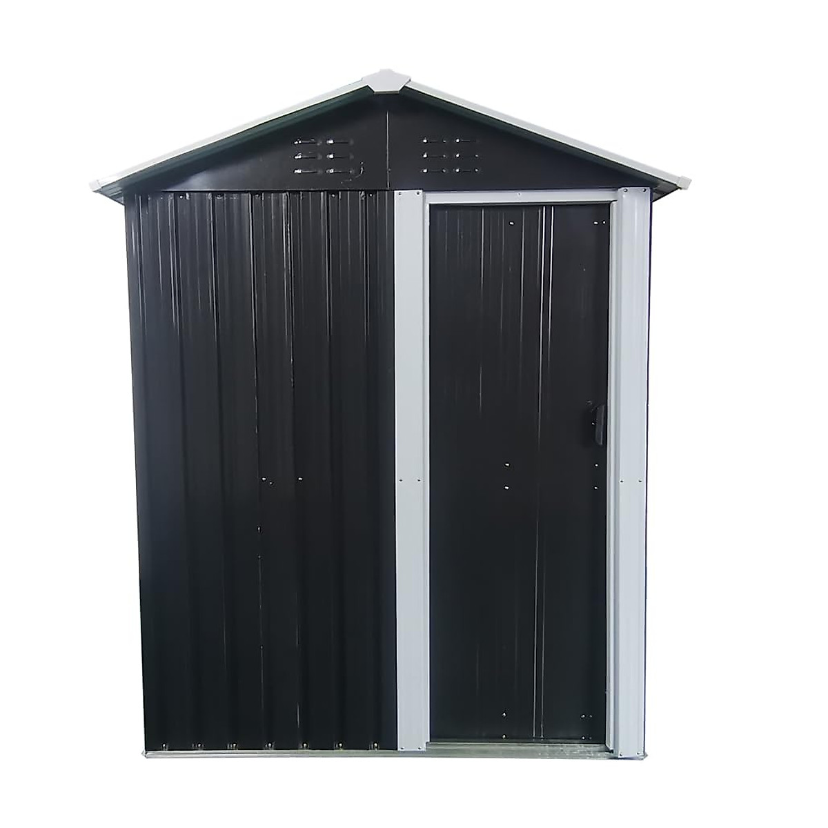 Outdoor Metal Storage Shed with Singe Lockable Door,Galvanized Metal Shed with Air Vent Suitable for The Garden,Tiny House Storage Sheds Outdoor for Backyard Patio Lawn-5'x 3', Black