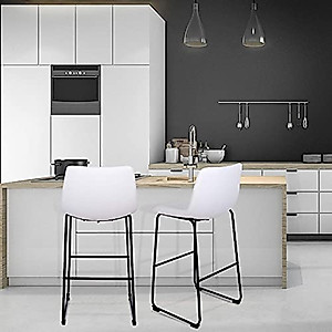 Scurrty Barstool Chairs Height Stools Pub Bistro Bar Counter Height Stools Pub Height Bar Stools With Back, PU Leather Bar Stools Set Of 2 Modern Kitchen High Dining Chairs With Metal Legs Upholstered