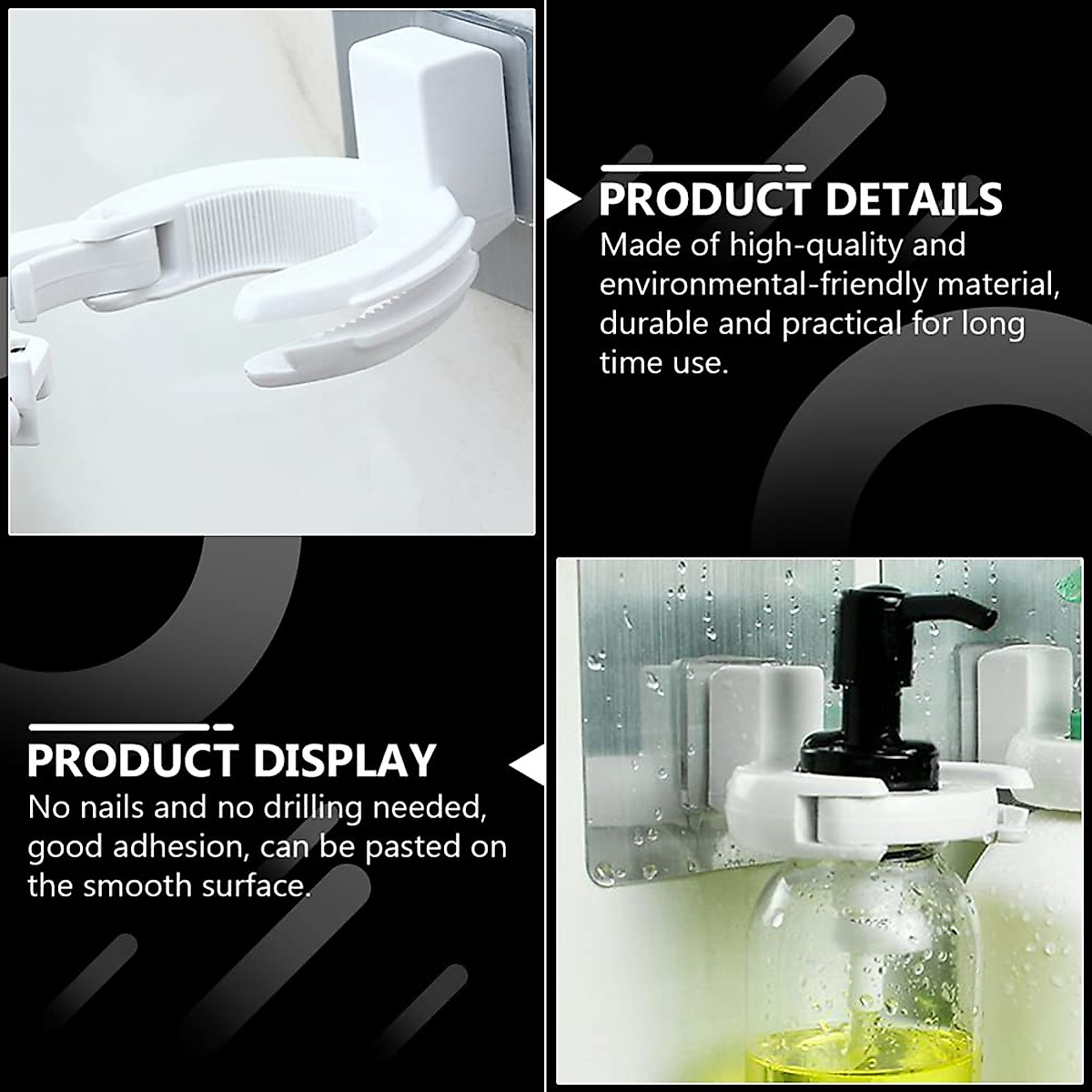UKCOCO 6pcs Adjustable Bottle Hanger Bottle Holder for Hand Holder Adjustable Hitch Sponge Holder Wall Mounted Shampoo Holder Dish Rack White Body Wash Plastic Water Bottle