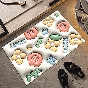 LYZOLICS 3D Visual Print Rug Non Slip Bath Mats Double Sided Anti-slip Kitchen Floor Mats Memory Foam Kitchen Mat Sponge Foam Soft for Bathroom (15×24, Tulip)