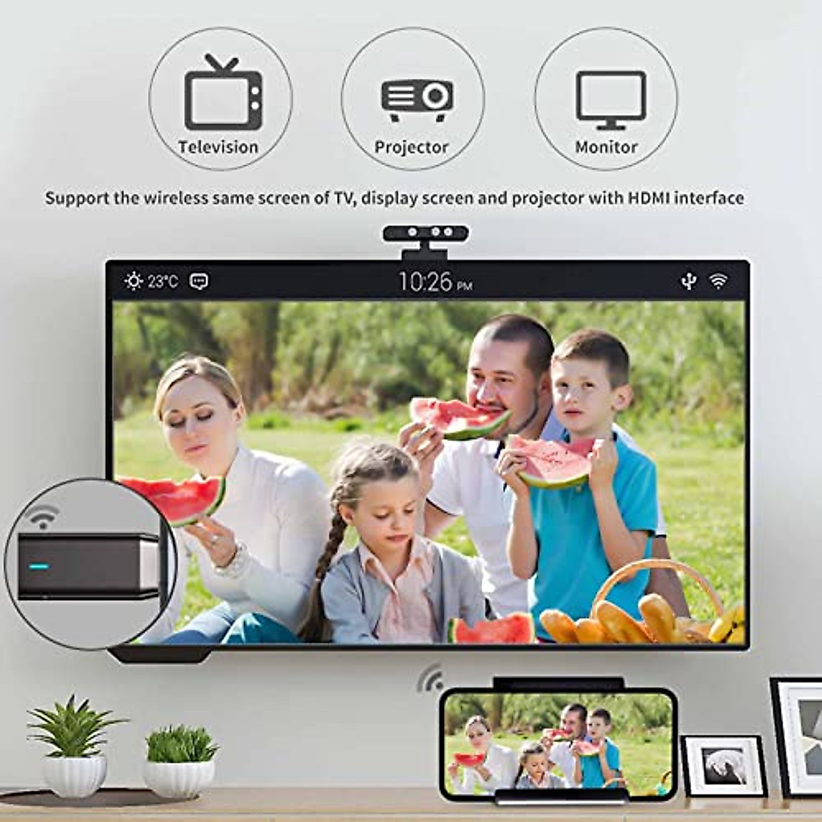 #kOO55y Wireless Display Adapter/Receiver 1080P Support Mirror Phone/Tablet/Laptop to HDTV Supports Select Android & Windows