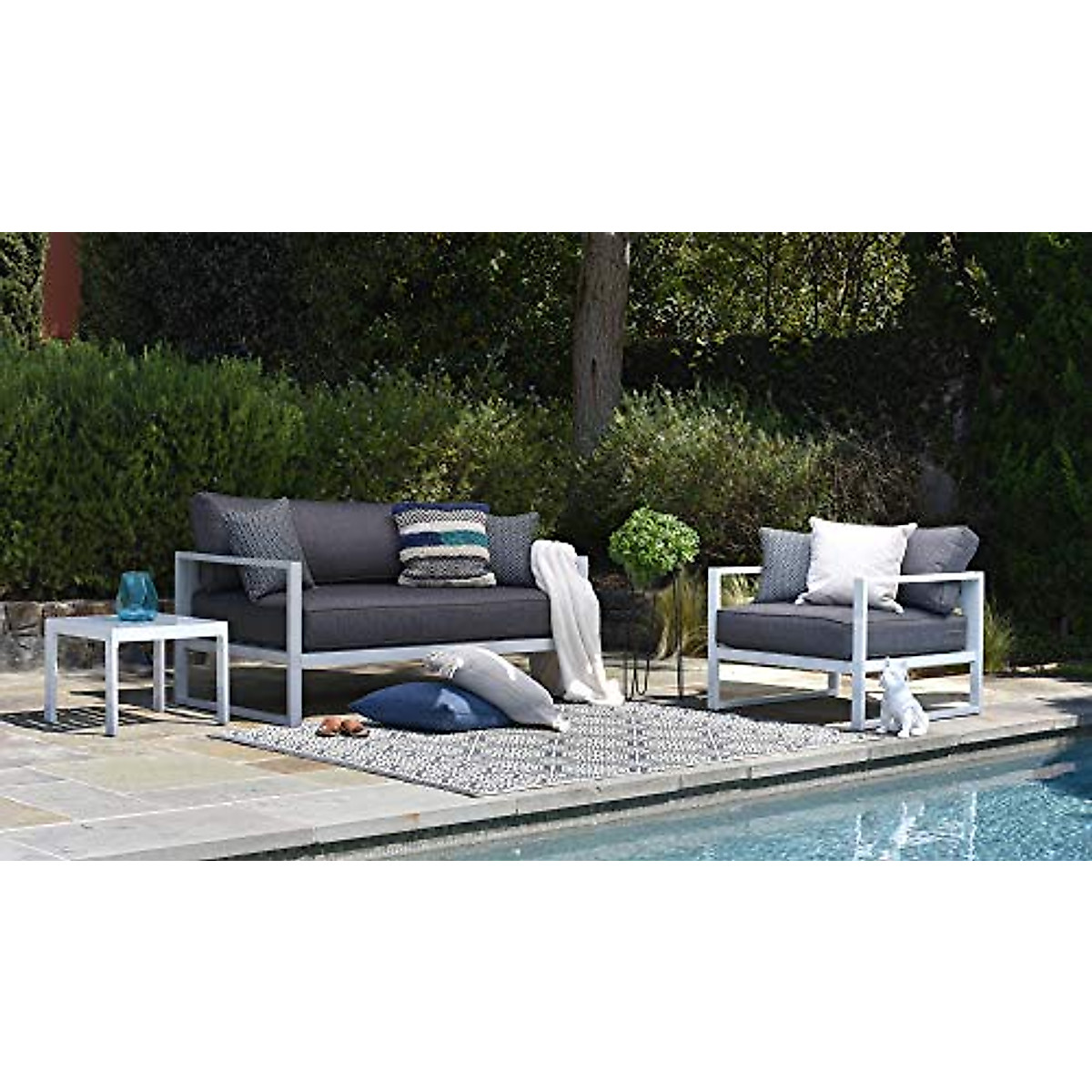 Elle Decor Paloma Outdoor Patio Furniture Collection in Weather-Resistant Metal Frame Patio, Sofa, White