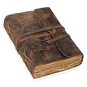 cuero Vintage Leather Journal - Antique Handmade Leather Bound journal with deckle edge paper for Men And Women Diary - Leather Sketchbook - Drawing Journal Notebook - Great Gift (5 by 7 inch)