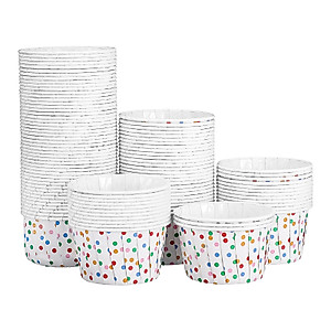 Cabilock 100Pcs Paper Ice Cream Cups Disposable Dessert Bowls with Dots Paper Cake Baking Cup Party Supplies