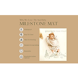 Leather Milestone Blanket Play Mat - Reversible 39"x55" Baby Play mat Baby Milestone Blanket for Baby boy or Girl Baby Milestone Blocks or Baby Milestone Cards Alternative