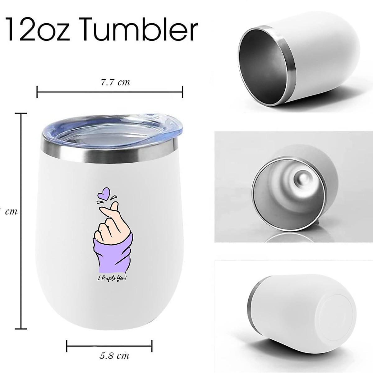 KPOP Insulated Wine Tumbler- 12 oz Stainless Steel Cup with Lid for Coffee, Juice, Water, & Wine - Tumbler Gift for KPOP Fans