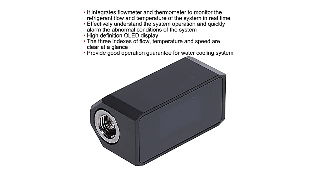 PC Water Cooling Flow Meter & Temp Display - Real-time Monitor