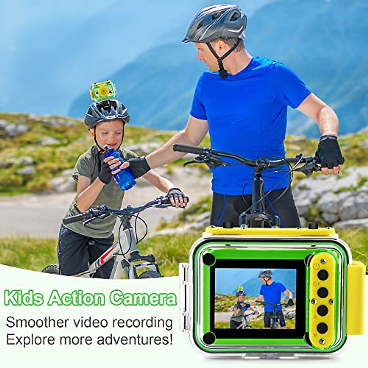 GKTZ Kids Waterproof Camera - Underwater Camera Birthday Gifts for Girls Boys Children Digital Action Camera with 32GB SD Card, Pool Toys for Kids Age 4 5 6 7 8 10