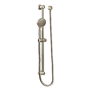 Moen A725BN Drop Ell for Handheld Showerhead, Brushed Nickel with Moen 3668EPBN Handheld Showerhead with 69-Inch-Long Hose Featuring 24-Inch Slide Bar, Brushed Nickel
