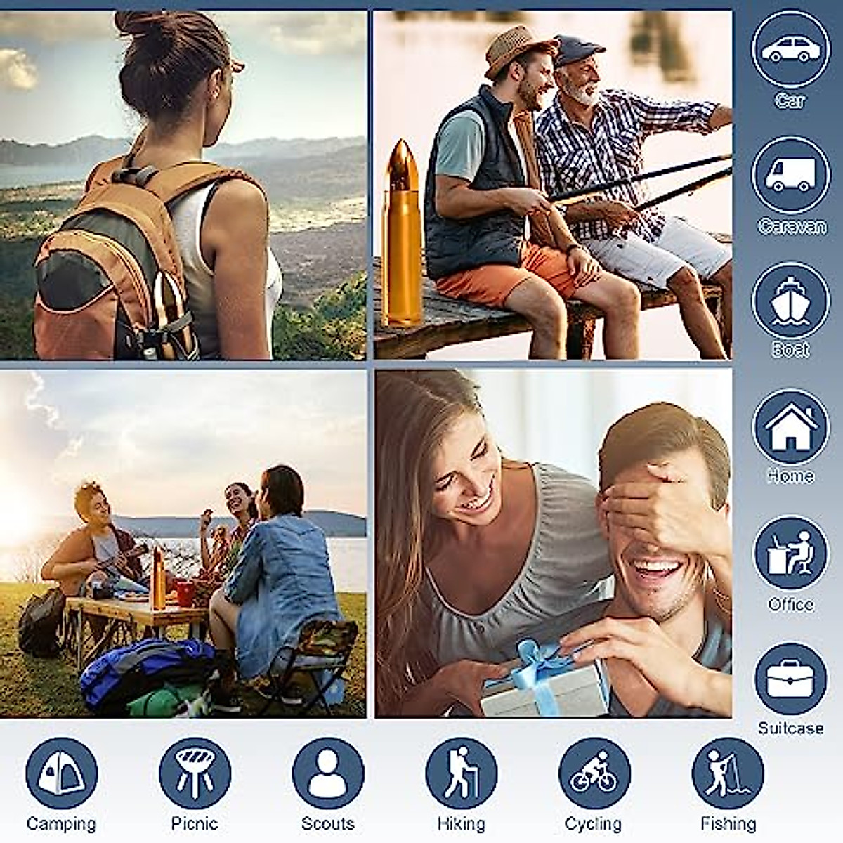 Water Bottle Coffee Mug Thermos Bullet thermos tumbler Vacuum Insulated Double Wall Keeps Liquid Hot or Cold Father 's day Gifts for Husband Tactical 17oz 500mL Outdoor Travel