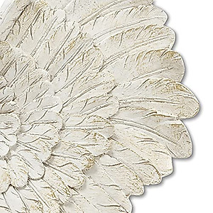 WHW Whole House Worlds Grand Tour Angel Wings, Vintage Style, Set of 2, Antique White, Artisinal Design, Hand Crafted, Bas Relief Sculptures, 21.75 Inches Tall