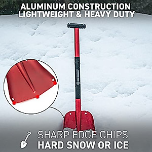 72 HRS Collapsible 3 in 1 Aluminum Compact Multi-Purpose Snow Shovel for Snow Removal in Car, Van, SUV, Truck, Snowmobile Accessories, Gardening Hand Tools Best for Emergency Purpose (Red 21”-32”)…