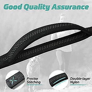 rabbitgoo Tactical Dog Leash, Bungee Dog Training Leash with Shock Absorption, Military Dog Leash with 2 Padded Control Handles for Medium Large Dogs, 4-5.2FT