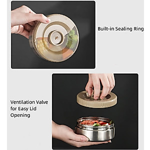 Thermos for Hot Food, 2 Tier Soup Thermos Container, Food Thermos, 304 Stainless Steel Vacuum Insulated Thermal Bento Lunchbox for Office School Camping Picnic Outdoors, 1500ml-Red